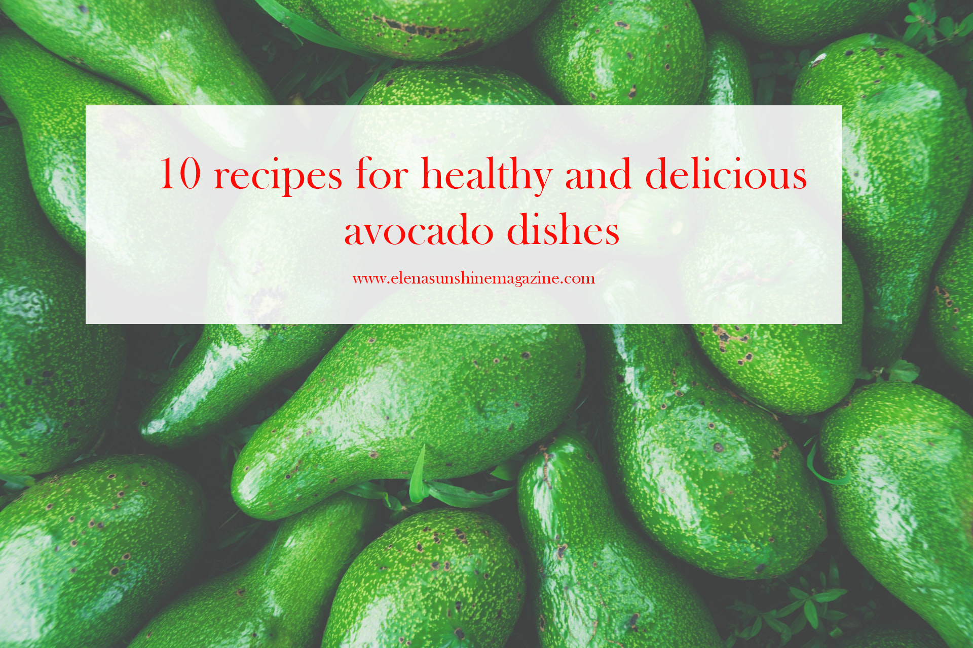 10 recipes for healthy and delicious avocado dishes - Elena Sunshine ...